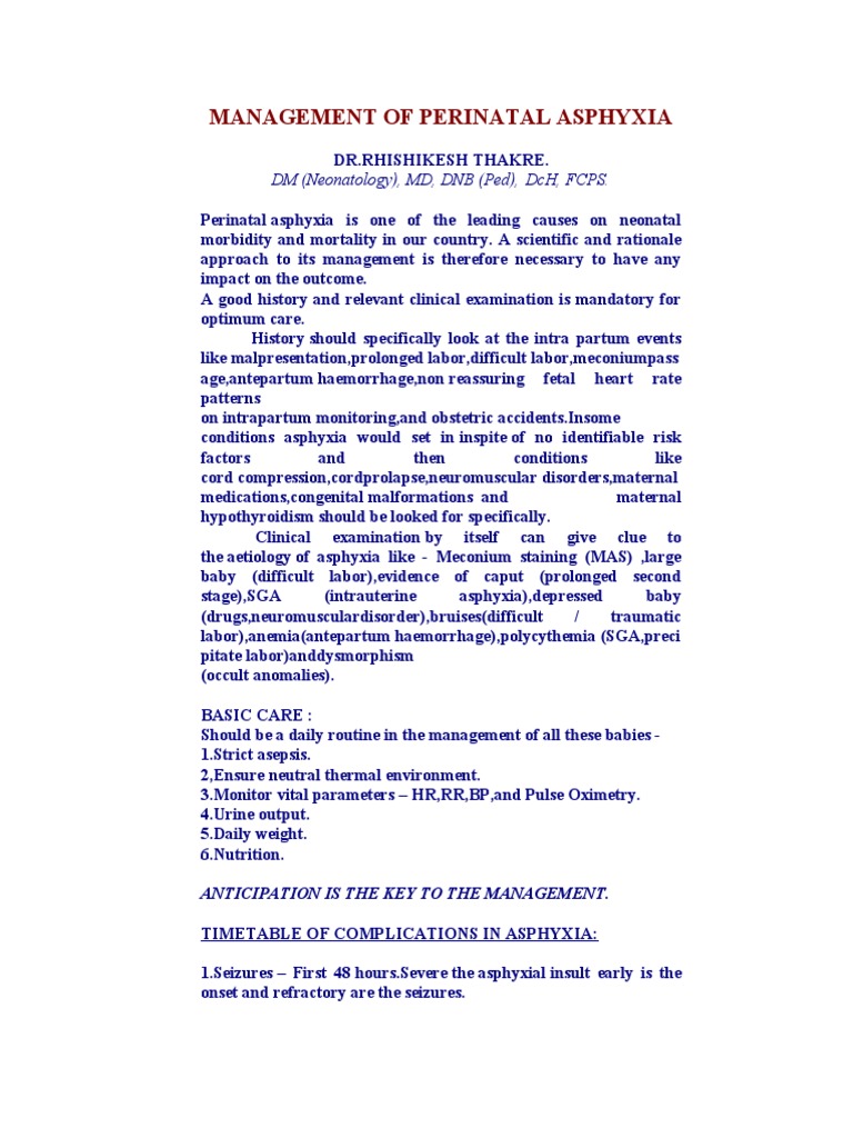 Management of Perinatal Asphyxia | PDF | Shock (Circulatory) | Childbirth