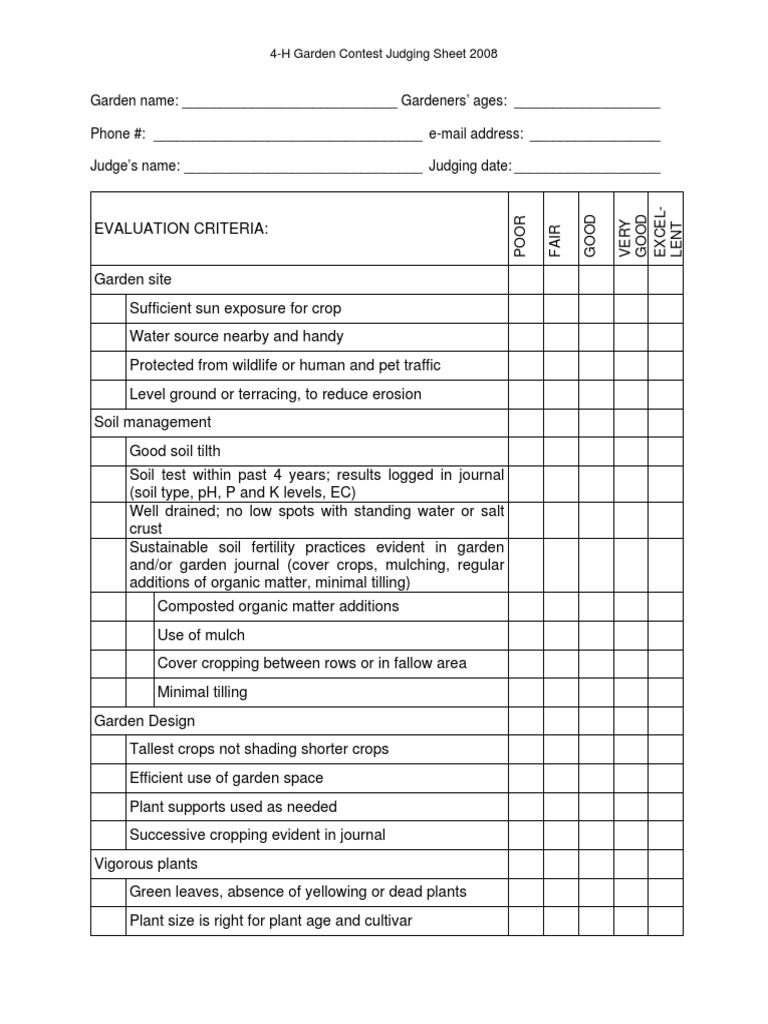 GardenContestJudgingSheet PDF | PDF | Tillage | Mulch