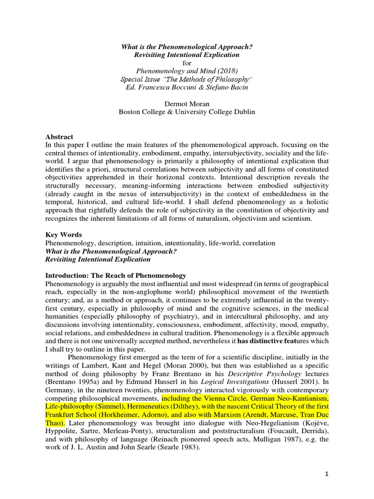 What Is The Phenomenological Approach | PDF | Phenomenology (Philosophy ...