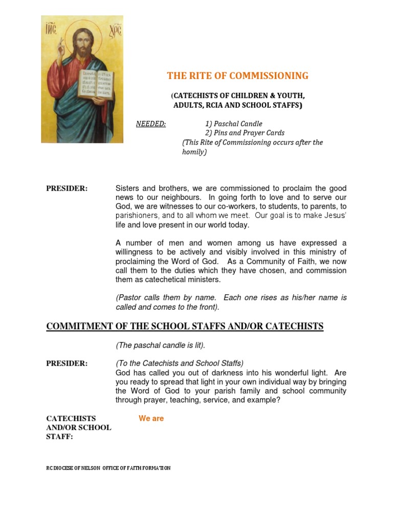 Rite of Commissioning Practice PDF | PDF | Catechism | Jesus