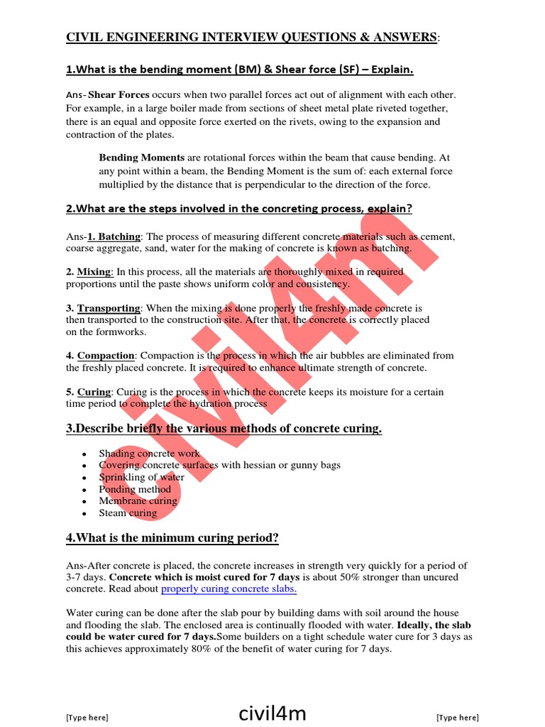 Interview Questions PDF | PDF | Inertia | Prestressed Concrete