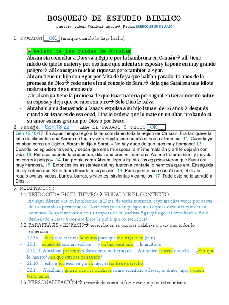 Bosquejo de Estudio Biblico Las Caidas de Abram | PDF | Abrahán | Isaac
