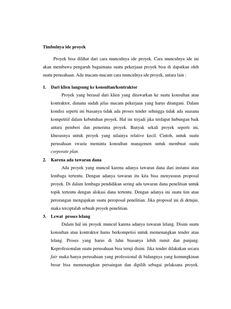 Cara Munculnya Ide Proyek | PDF
