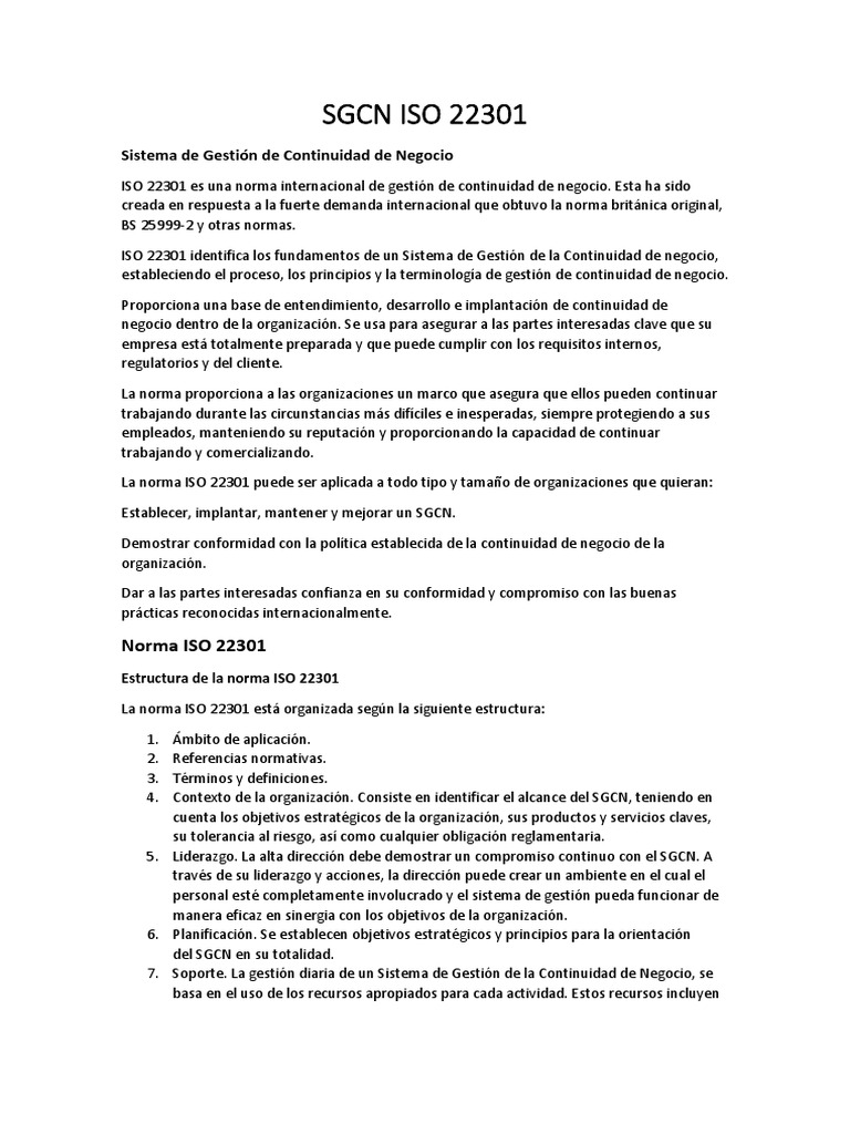 SGCN Iso 22301 | PDF | Business | Negocios (general)
