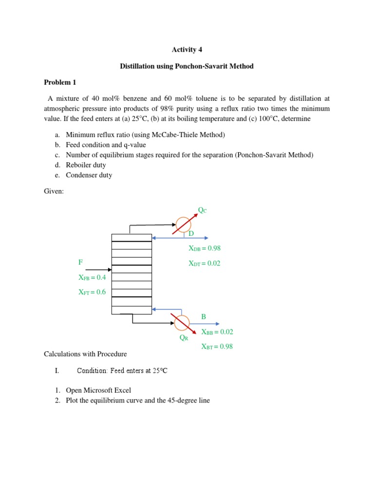 Activity 4 Distillation Using Ponchon-Savarit Method Problem 1 A ...