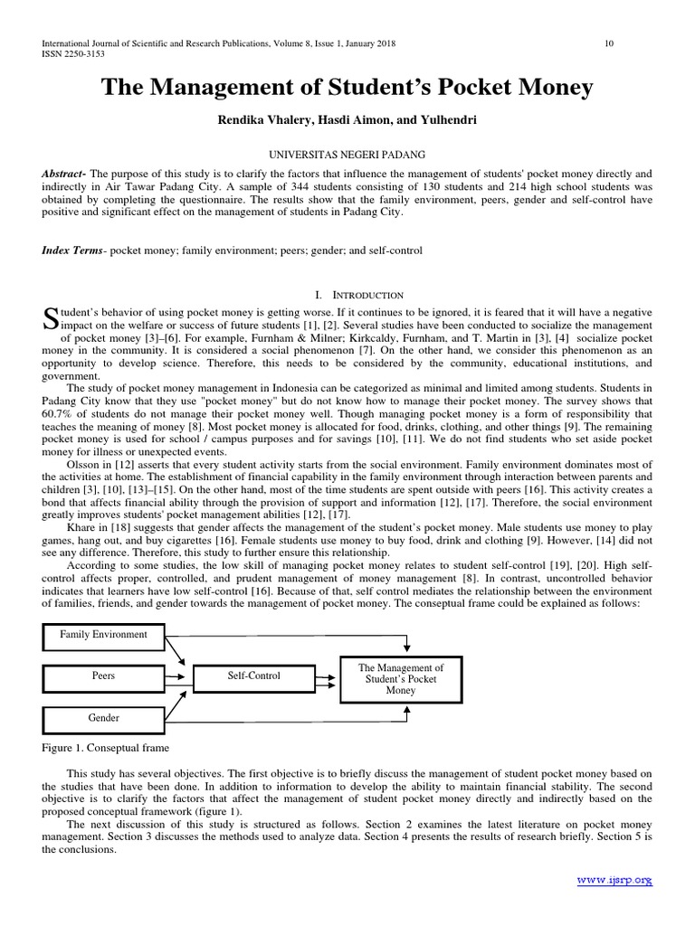 Student Pocket Money Management Study | PDF | Self Control | Self ...