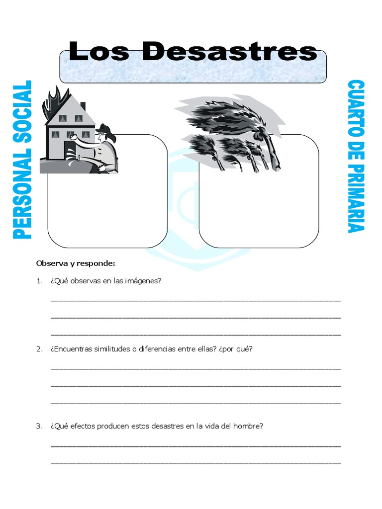 Fichas De Trabajo Sobre Desastres Naturales
