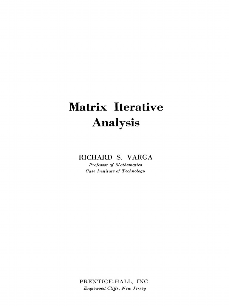 Matrix Iterative Analysis 5 Pdf Matrix Mathematics Numerical Analysis