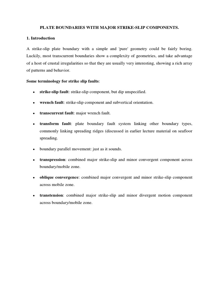 Plate Boundaries With Major Strike-Slip Components. | PDF | Fault ...