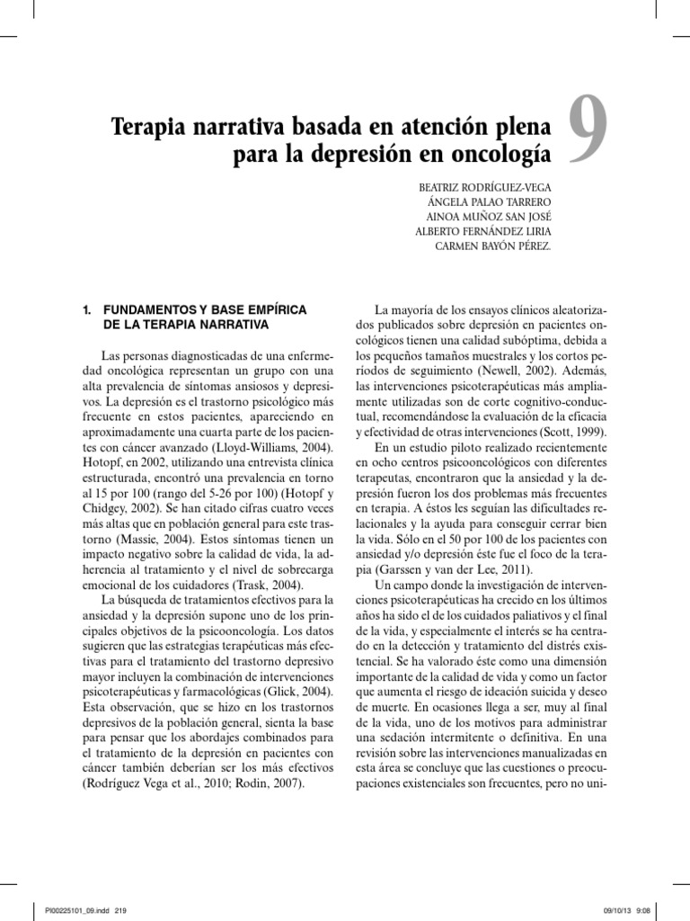 Terapia narrativa basada en atención plena para la depresión en oncología | Psicoterapia ...