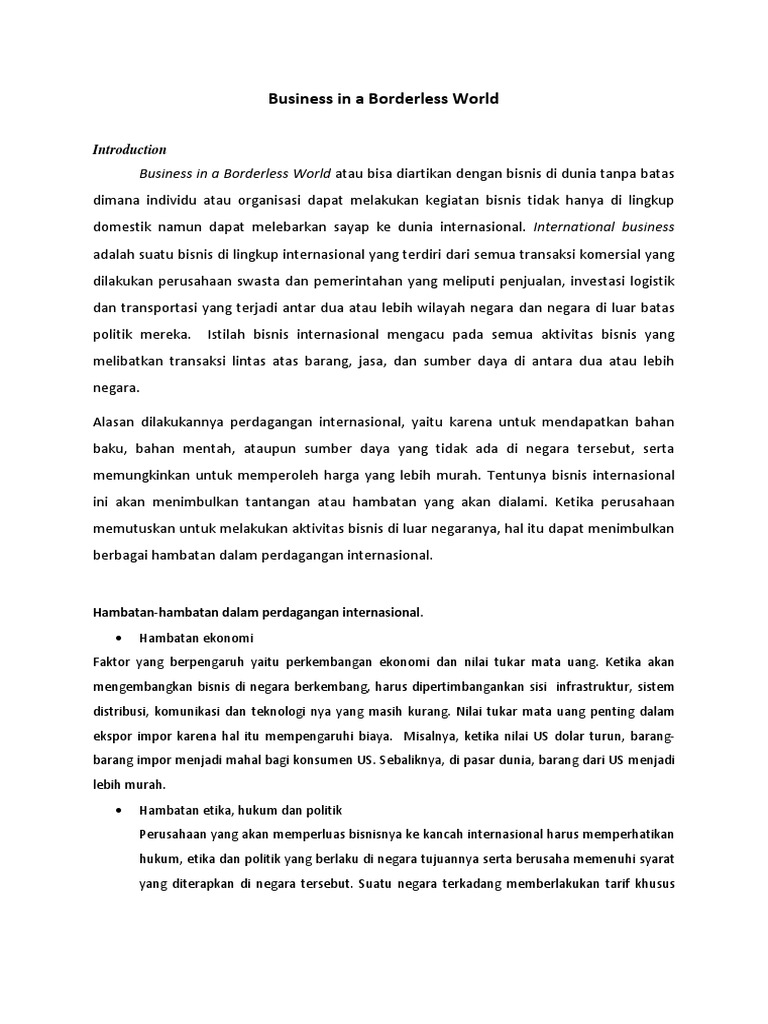 Business in A Borderless World | PDF