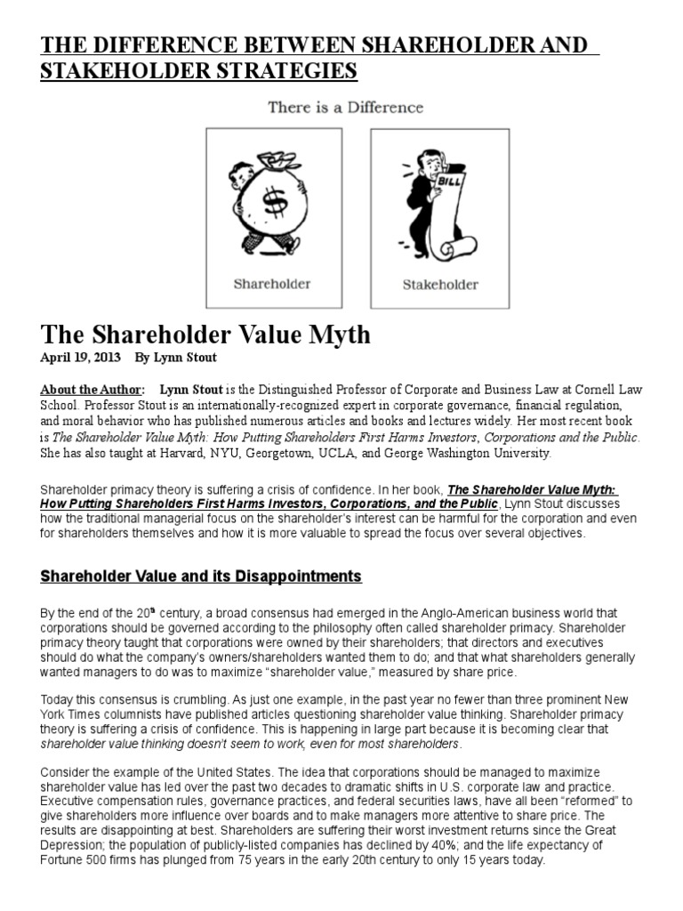Rethinking the Foundations of Shareholder Primacy Theory: An In-Depth ...