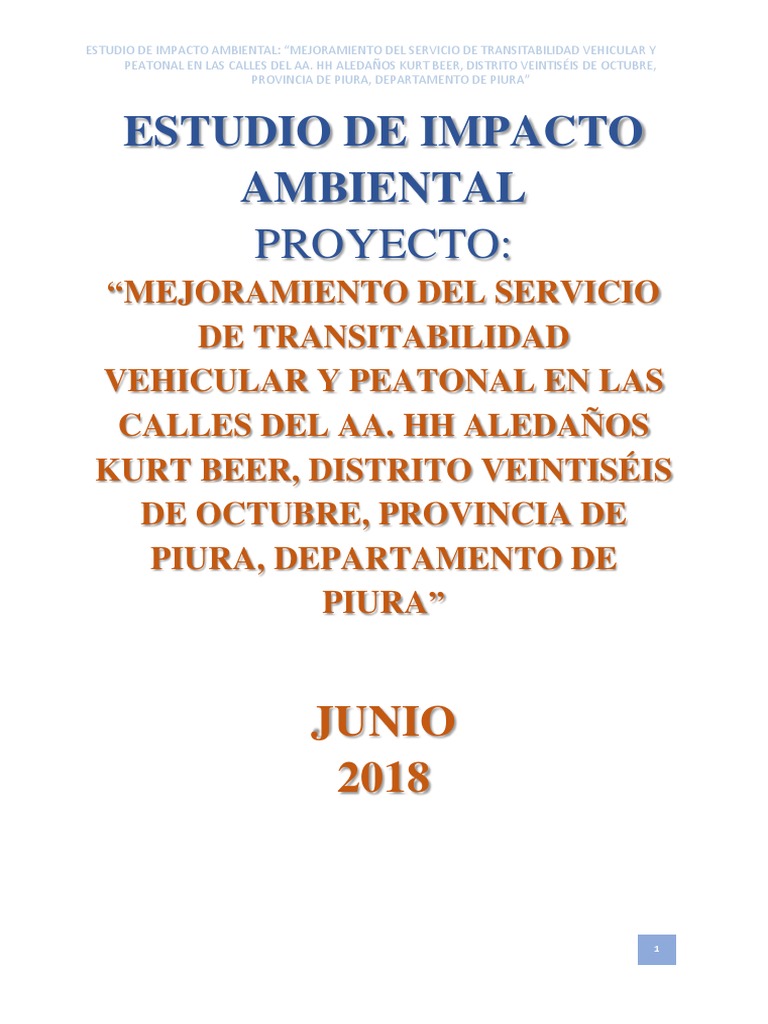 EIA PISTAS VEREDAS ALEDAÑOS KB FINAL v1 PDF | PDF | Evaluación de impacto ambiental | Hormigón