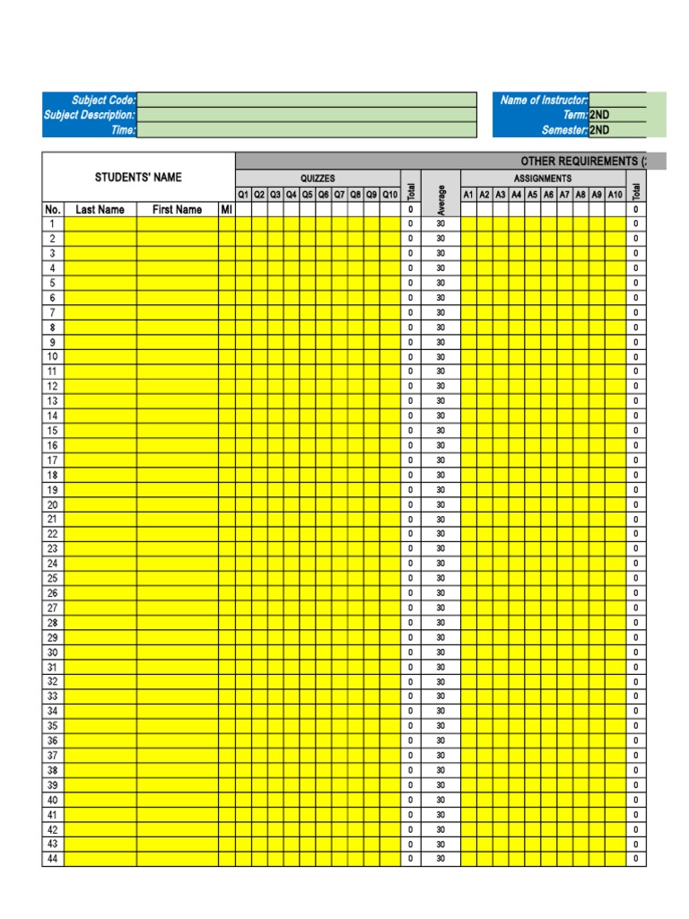 Class Record For College | PDF