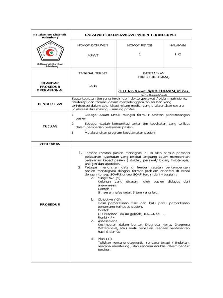 Contoh CPPT Terintegrasi di RS Islam | PDF | Kesehatan Holistik