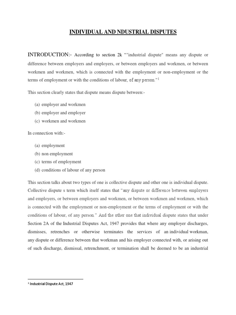 Individual and Ndustrial Disputes | PDF | Strike Action | Employment