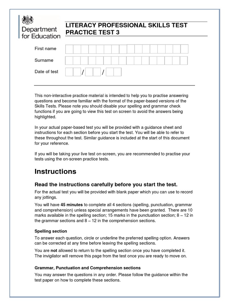 QTS Literacy Skill Test 2 | PDF | Pronoun | English Language