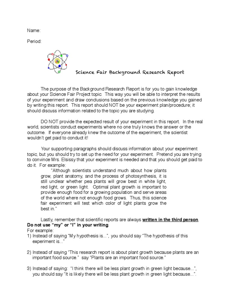 Science Fair Background Report - Worksheet | PDF | Experiment | Science