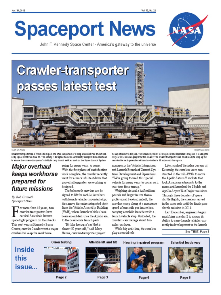 Crawler-Transporter Passes Latest Test: Spaceport News | PDF | Orion ...