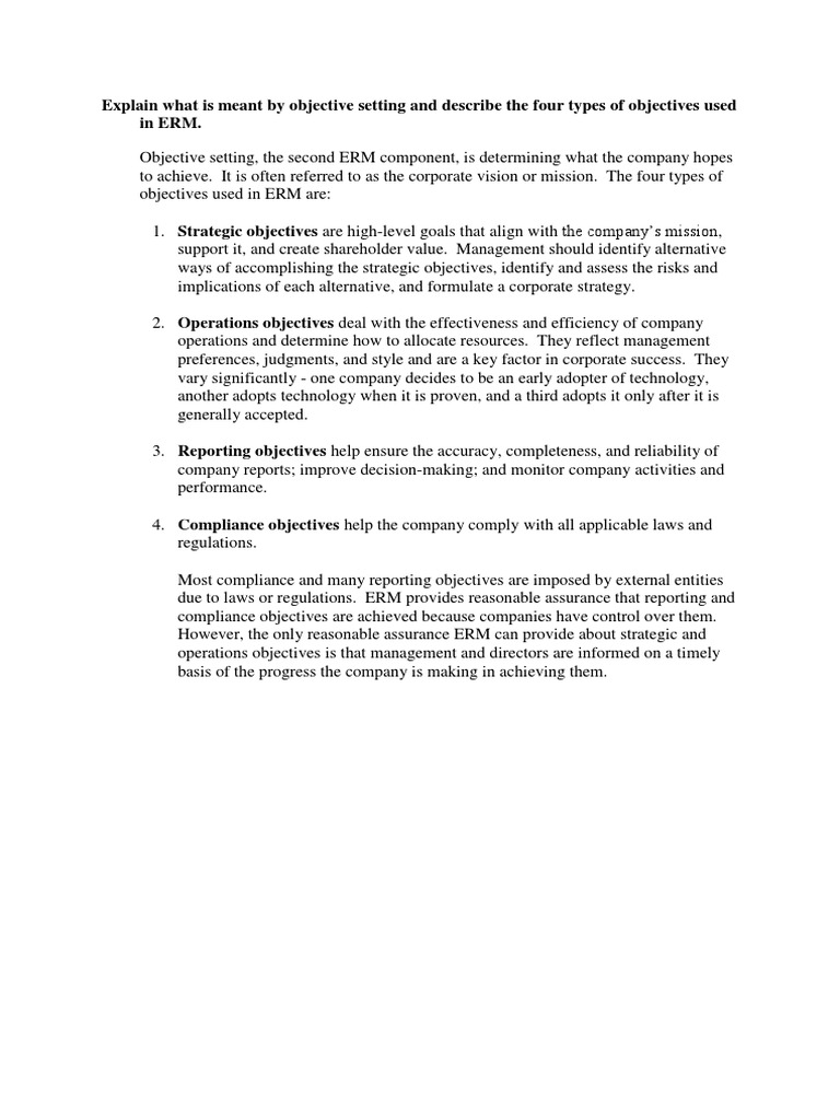 Explain What Is Meant by Objective Setting and Describe The Four Types ...