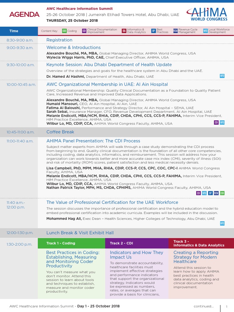 AHIMA Conference Agenda 2018 | PDF | Health Informatics | Electronic ...