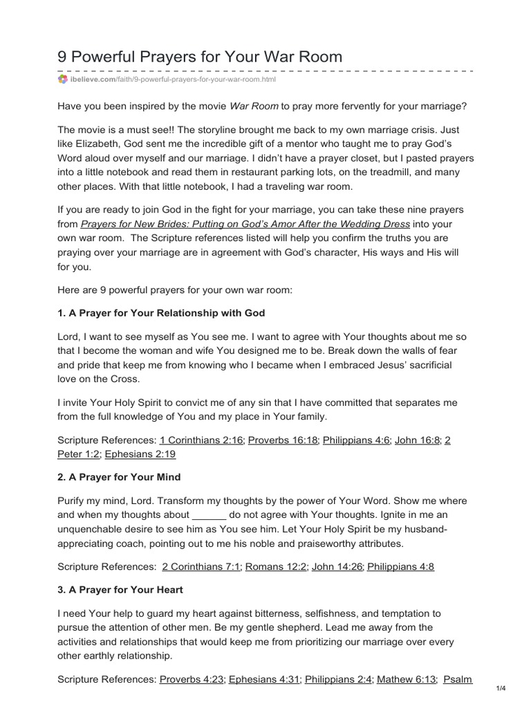 9 Powerful War Room Prayers for Marriage | PDF | Prayer | Bible