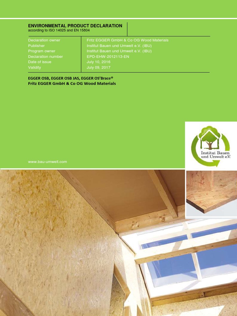 Epd Egger Osb en | PDF | Life Cycle Assessment | Fires