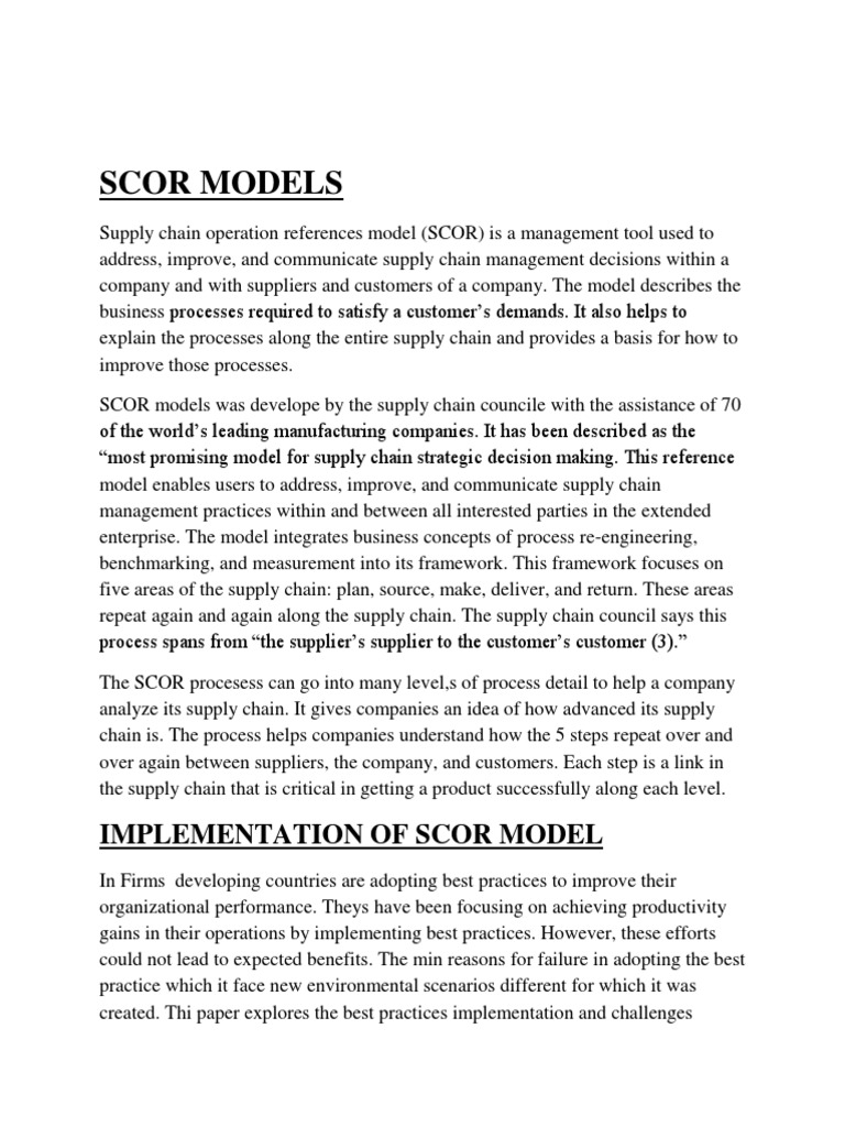 Scor Models: Implementation of Scor Model | PDF | Supply Chain | Supply ...