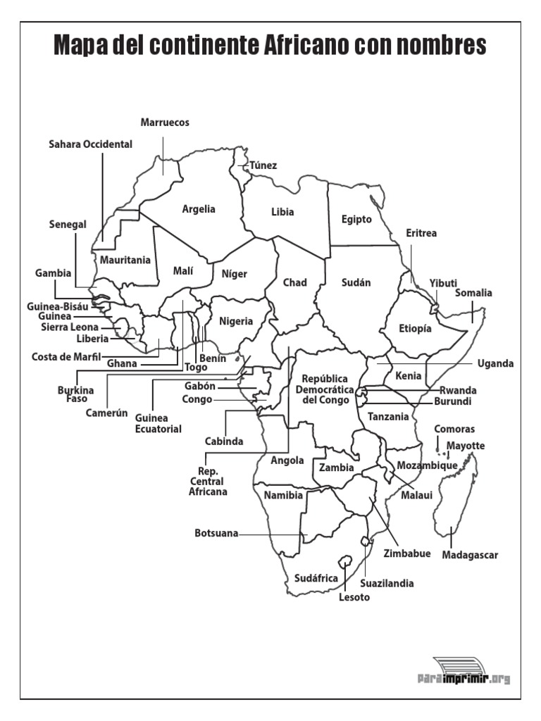 Mapa Del Continente Africano Con Nombres para Imprimir PDF | PDF