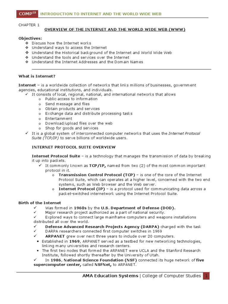 Internet vs. World Wide Web Overview | PDF | Internet Protocol Suite ...