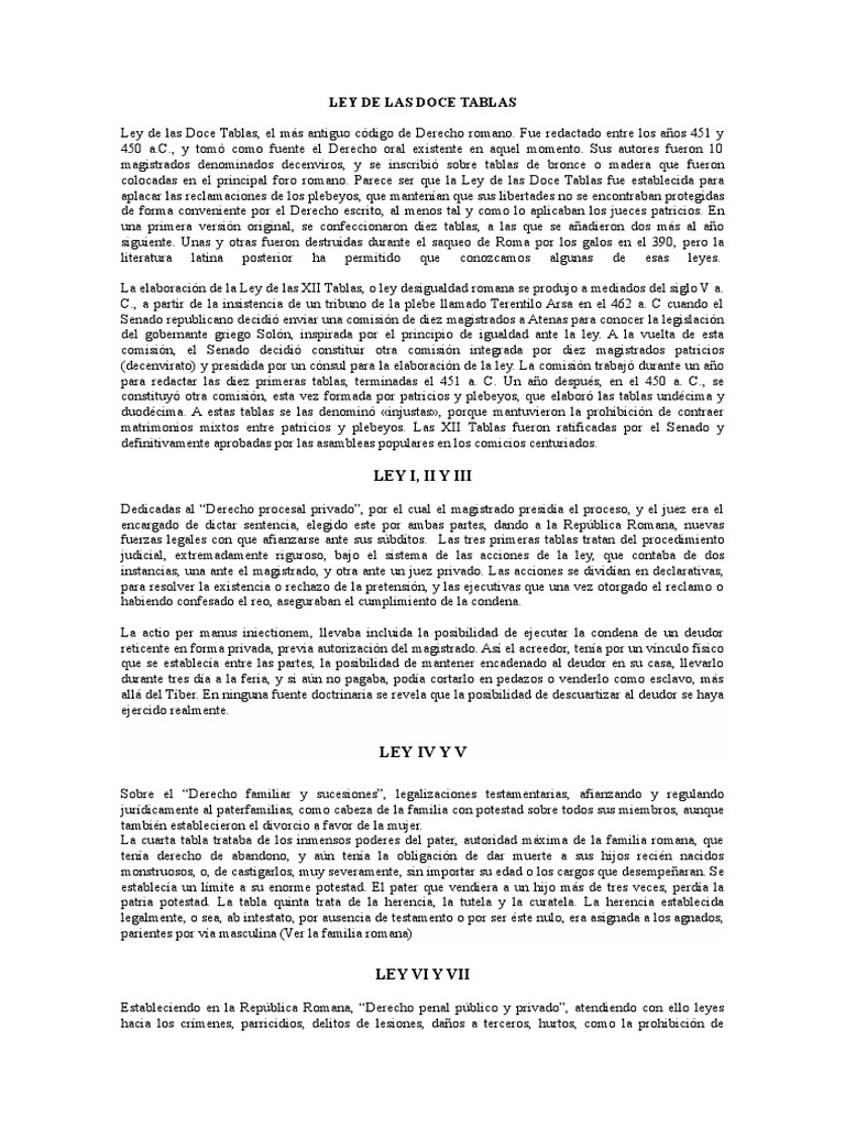 Ley de Las Doce Tablas | PDF | Europa antigua | Roma antigua