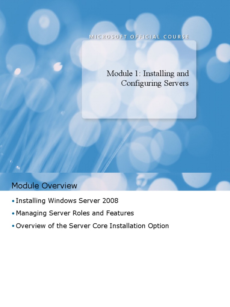 Module 1: Installing and Configuring Servers | PDF