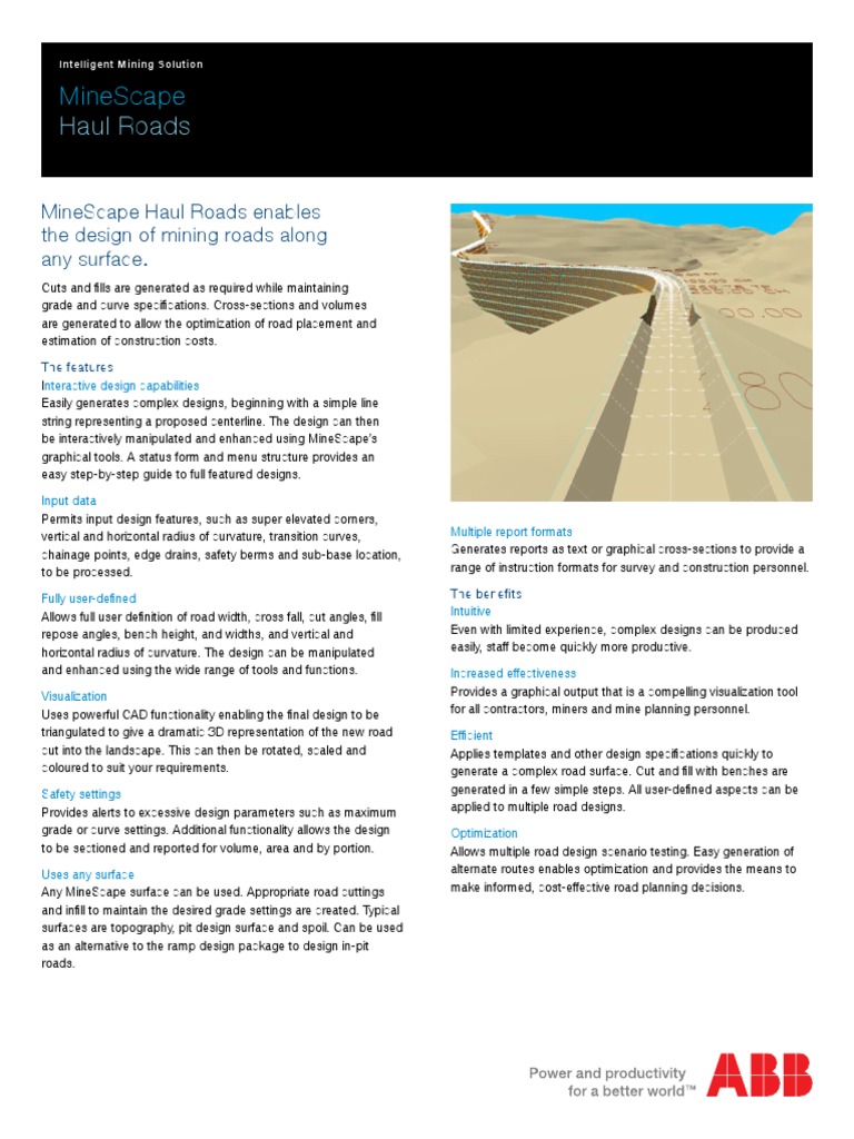 MineScape Haul Roads - Brochure - Sep16 PDF | PDF | Road | Mathematical Optimization