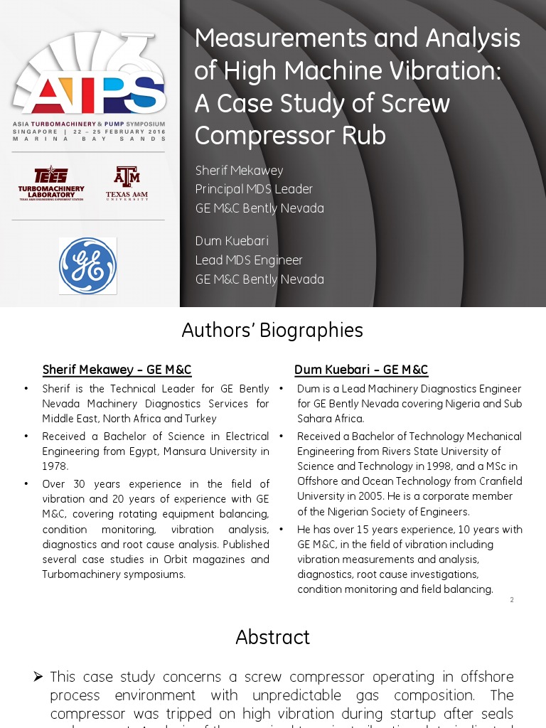 Analysis of Screw Compressor Vibration Reveals Rotor Rub Caused by ...