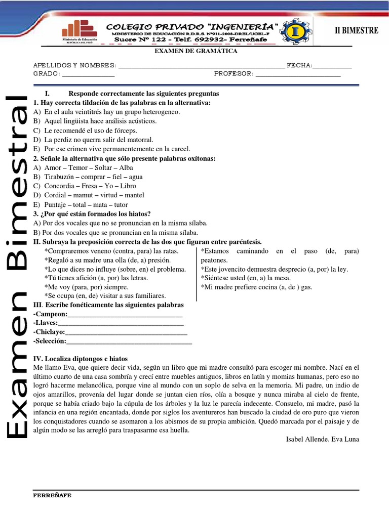 Examen en Proceso Feafe | Descargar gratis PDF | Lingüística