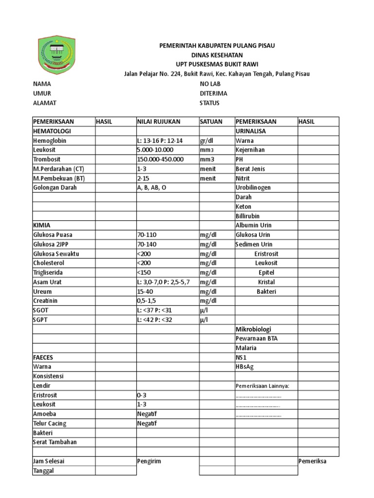 Blanko Lab Lengkap | PDF