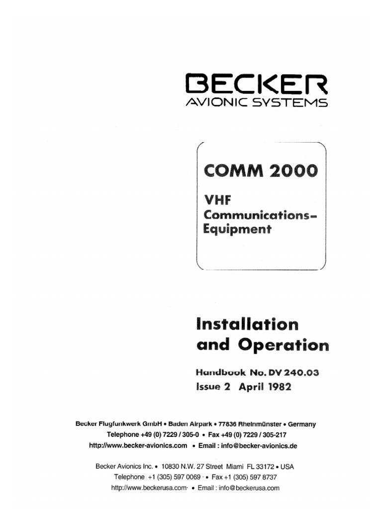 Install Operation Manual Comm 2000 Issue 04 82 | PDF | Technology ...