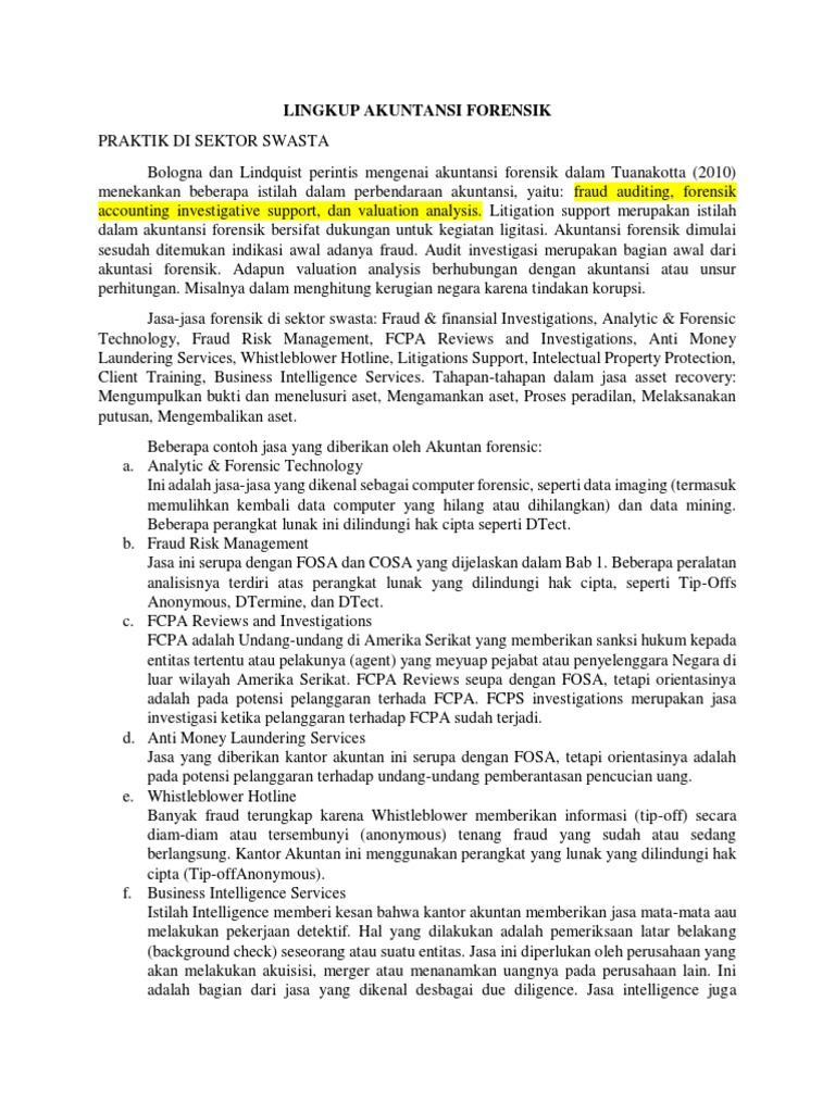 Rangkuman Lingkup Akuntansi Forensik | PDF | Hukum