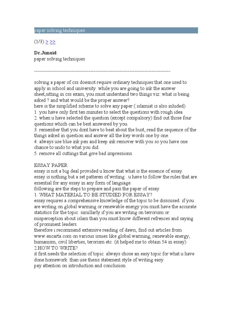 Paper Solving Techniques | PDF | English Language | Essays