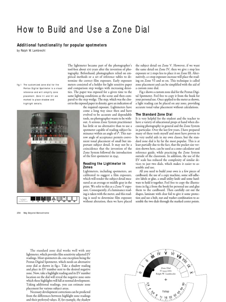 Zone Dial | PDF | Exposure (Photography) | Optics