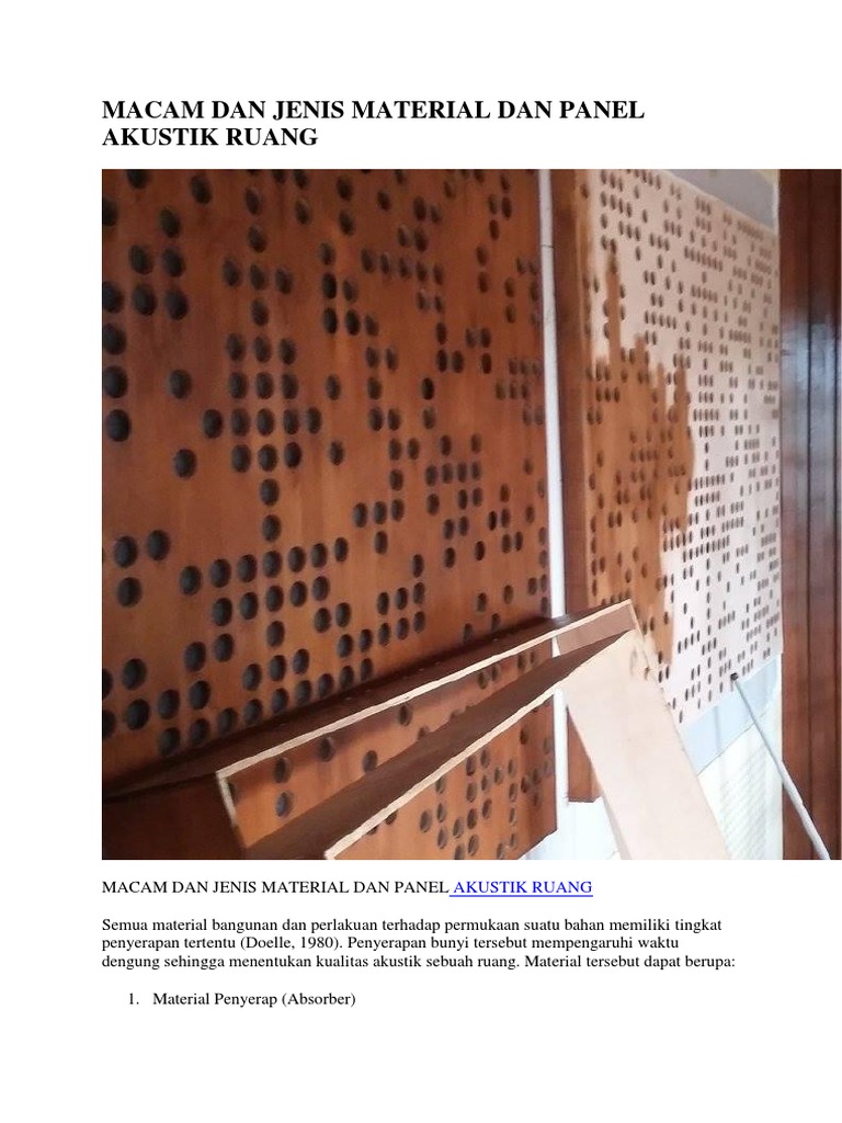 Macam Dan Jenis Material Dan Panel Akustik Ruang | PDF