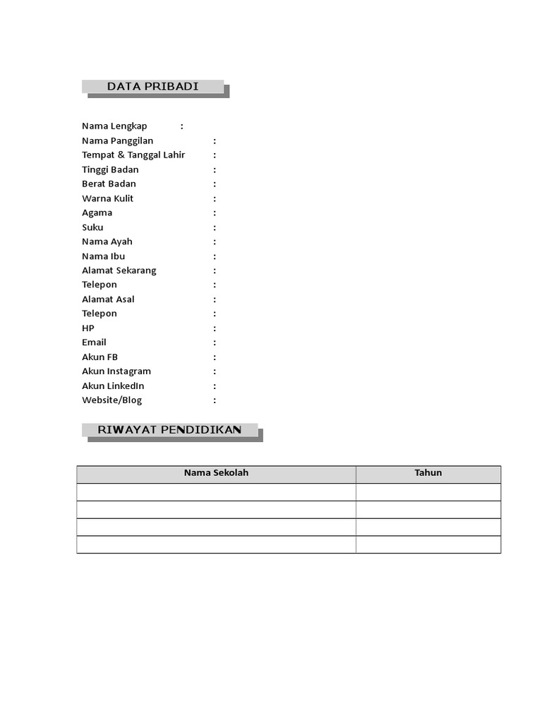 Format CV Taaruf | PDF | Karier & Perkembangan | Pengembangan Diri