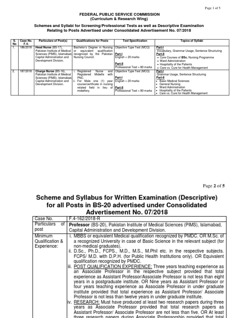 S. No Case No. F.4-Particulars of Post(s) Qualifications For Posts Test ...