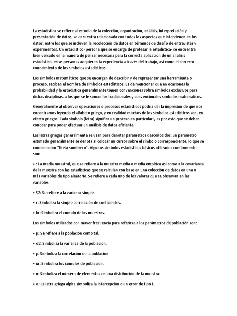 Simbolos! | PDF | Muestreo (Estadísticas) | Estadísticas