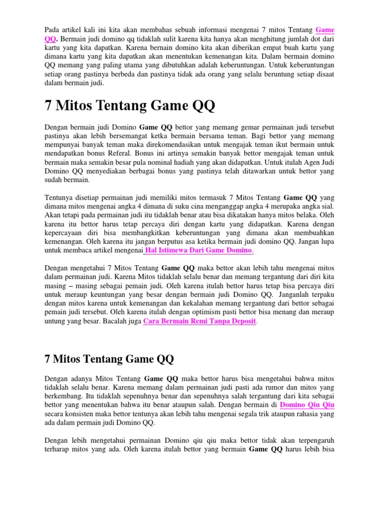 7 Mitos Tentang Game QQ | PDF
