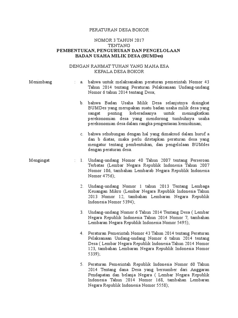 Contoh Draft Perdes | PDF