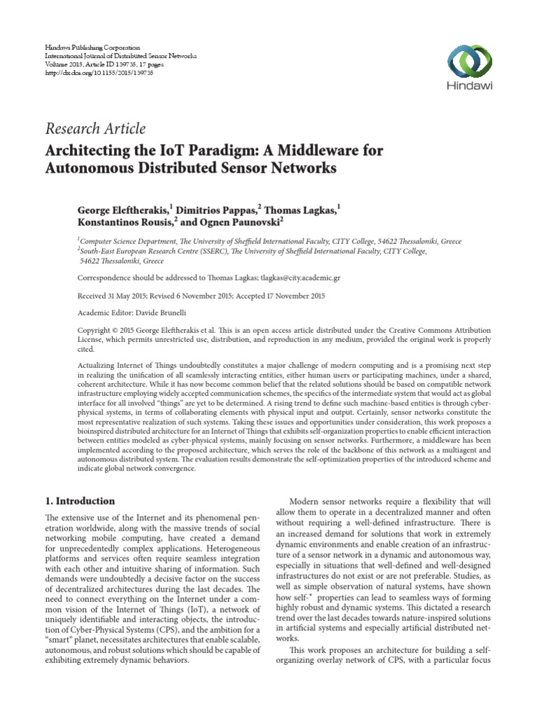 Architecting The IoT Paradigm A Middleware For Autonomous Distributed ...