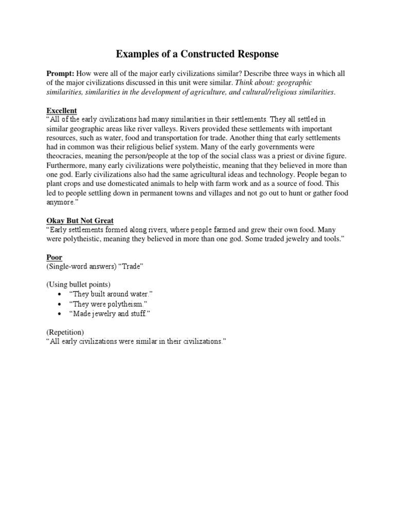 Constructed Responses Examples | PDF | Religion & Spirituality