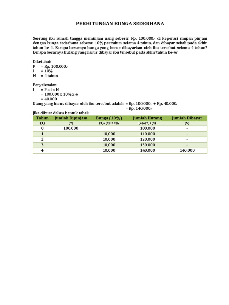 Bunga - Rumus Bunga - Contoh | PDF