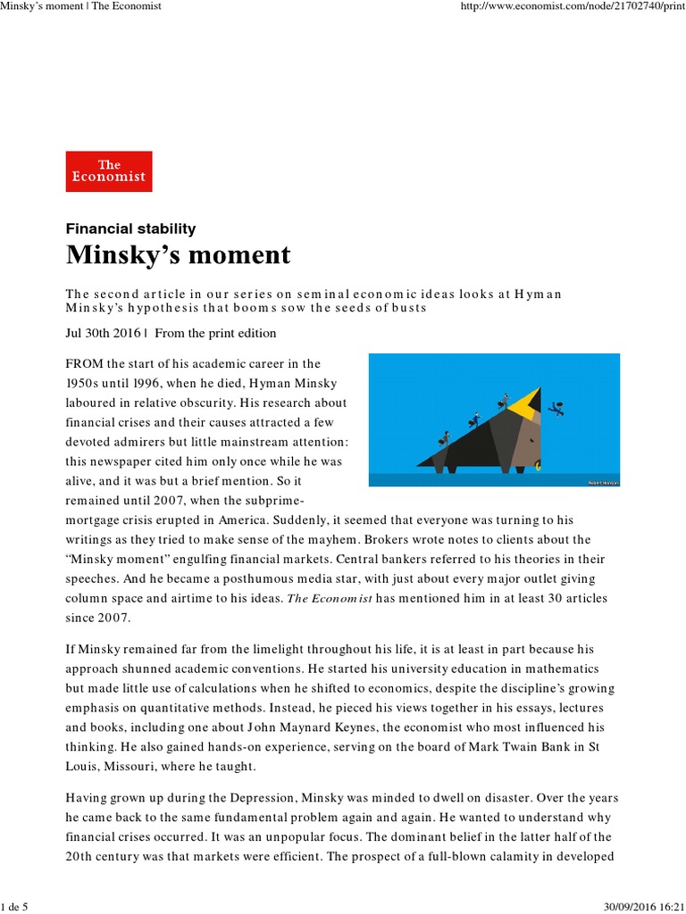 Minsky's Moment - The Economist | PDF | John Maynard Keynes | Financial ...